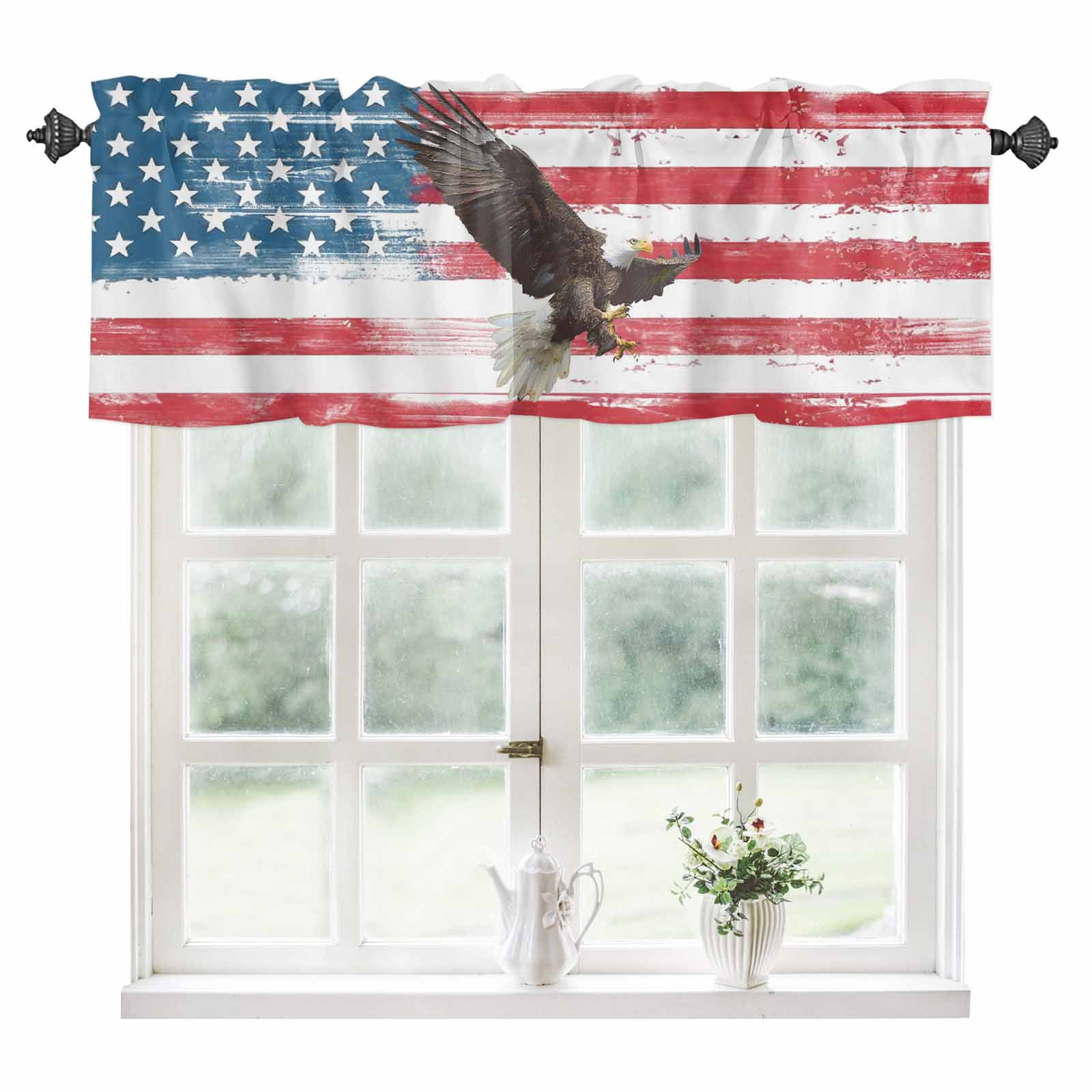 American Flag Kitchen Valances for Windows 54x18 Inch Kitchen Curtains ...