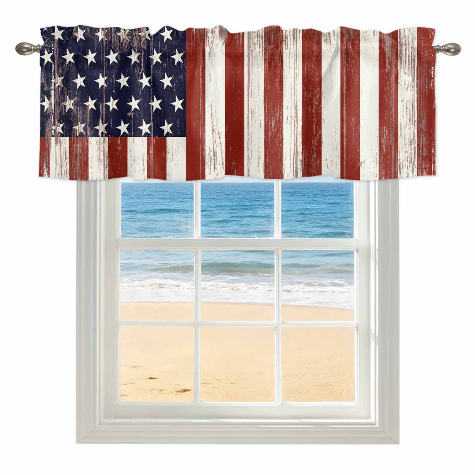 American Flag Kitchen Valances for Windows 60x18 Inch Kitchen Curtains ...