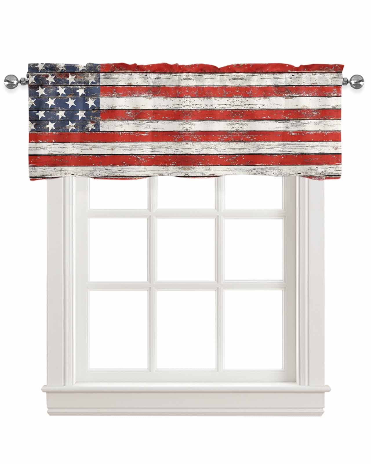 American Flag Kitchen Valances for Windows Farmhouse Linen Window ...