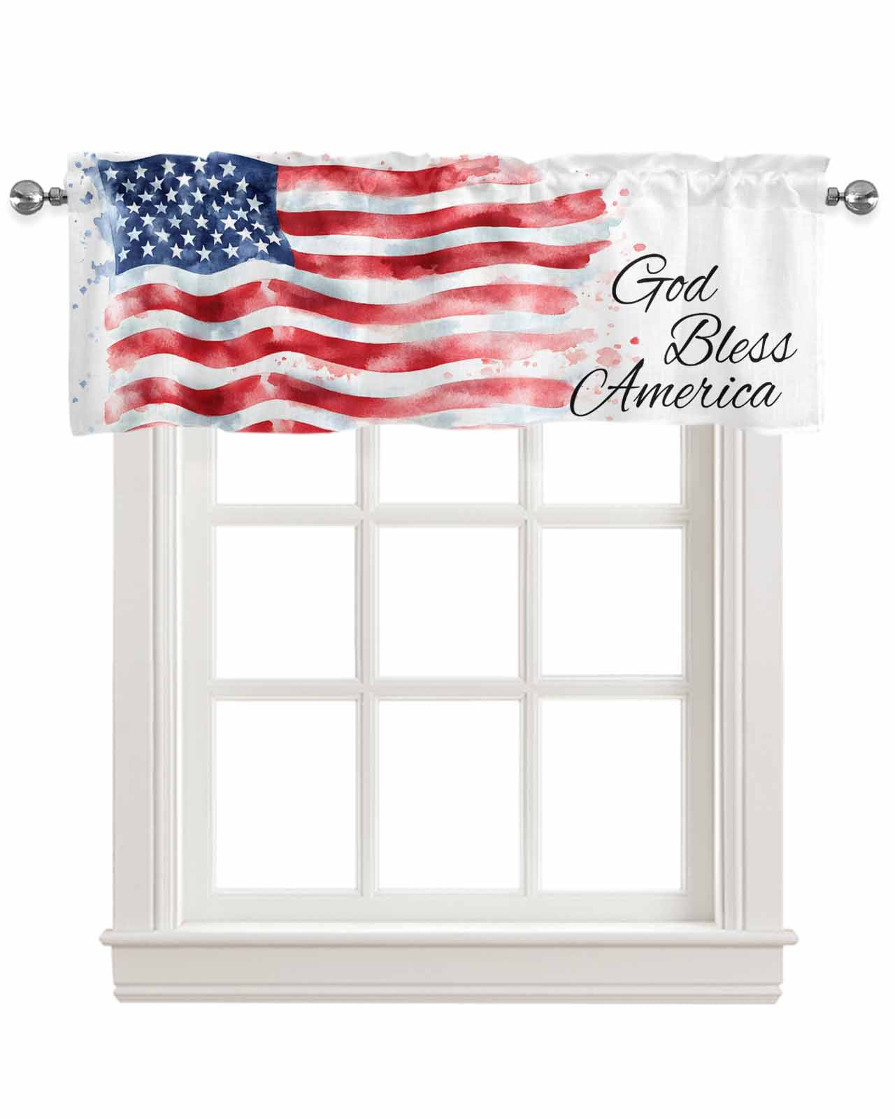American Flag Kitchen Valances for Windows Farmhouse Linen Window ...