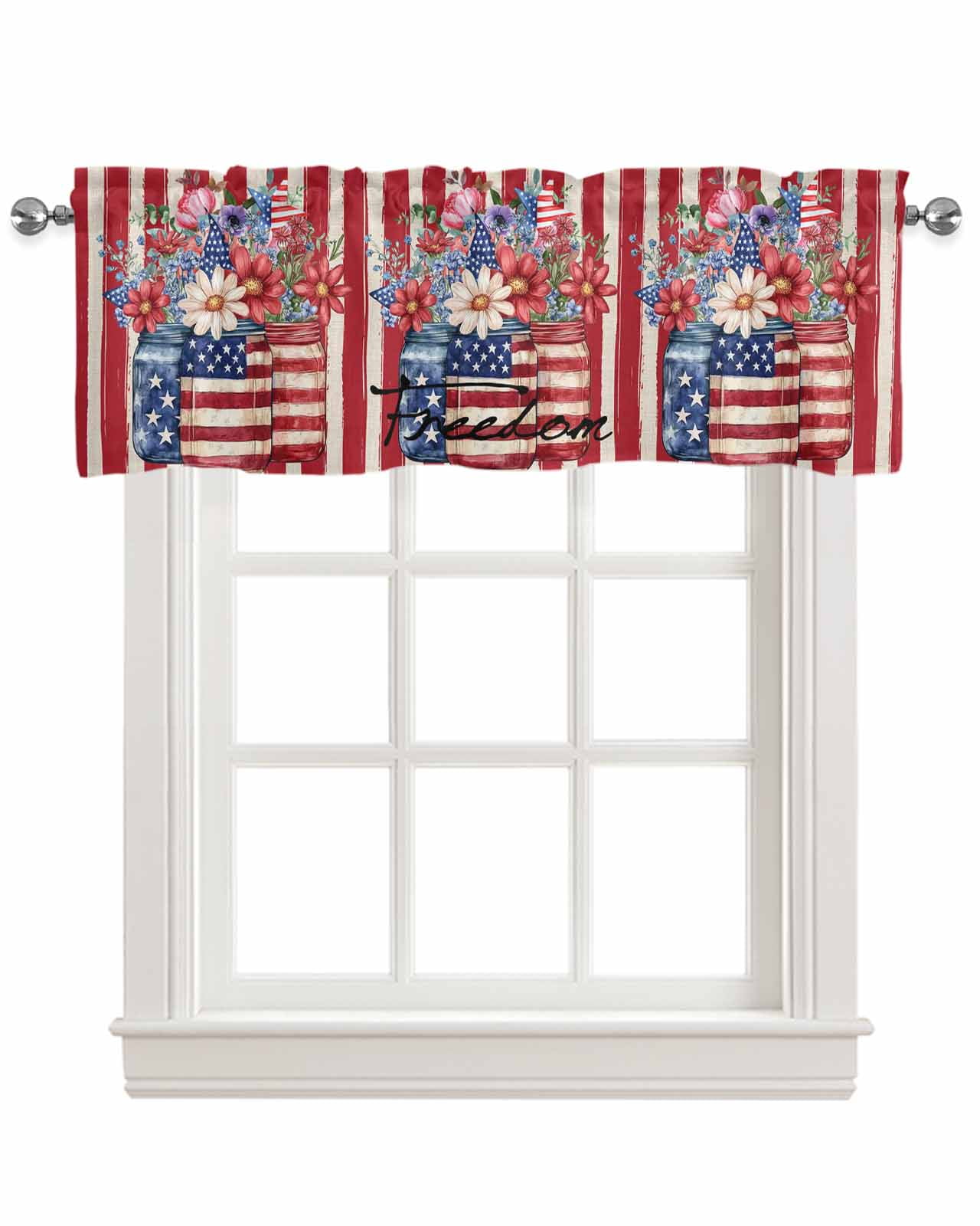 American Flag Kitchen Valances for Windows Farmhouse Linen Window ...