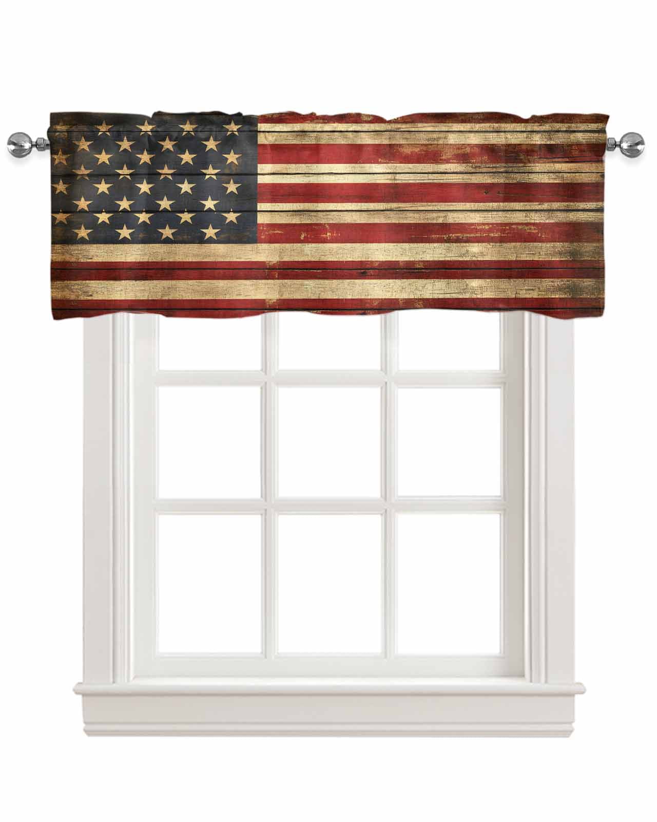 American Flag Kitchen Valances for Windows Farmhouse Linen Window ...