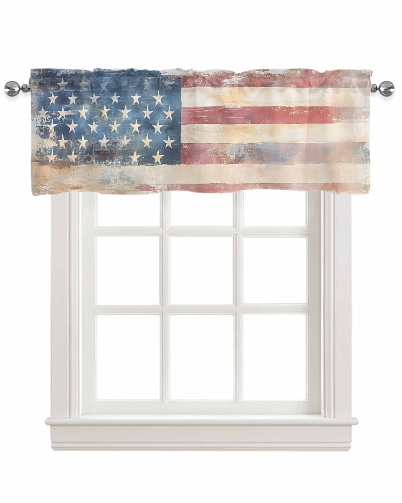 American Flag Kitchen Valances for Windows Farmhouse Linen Window ...