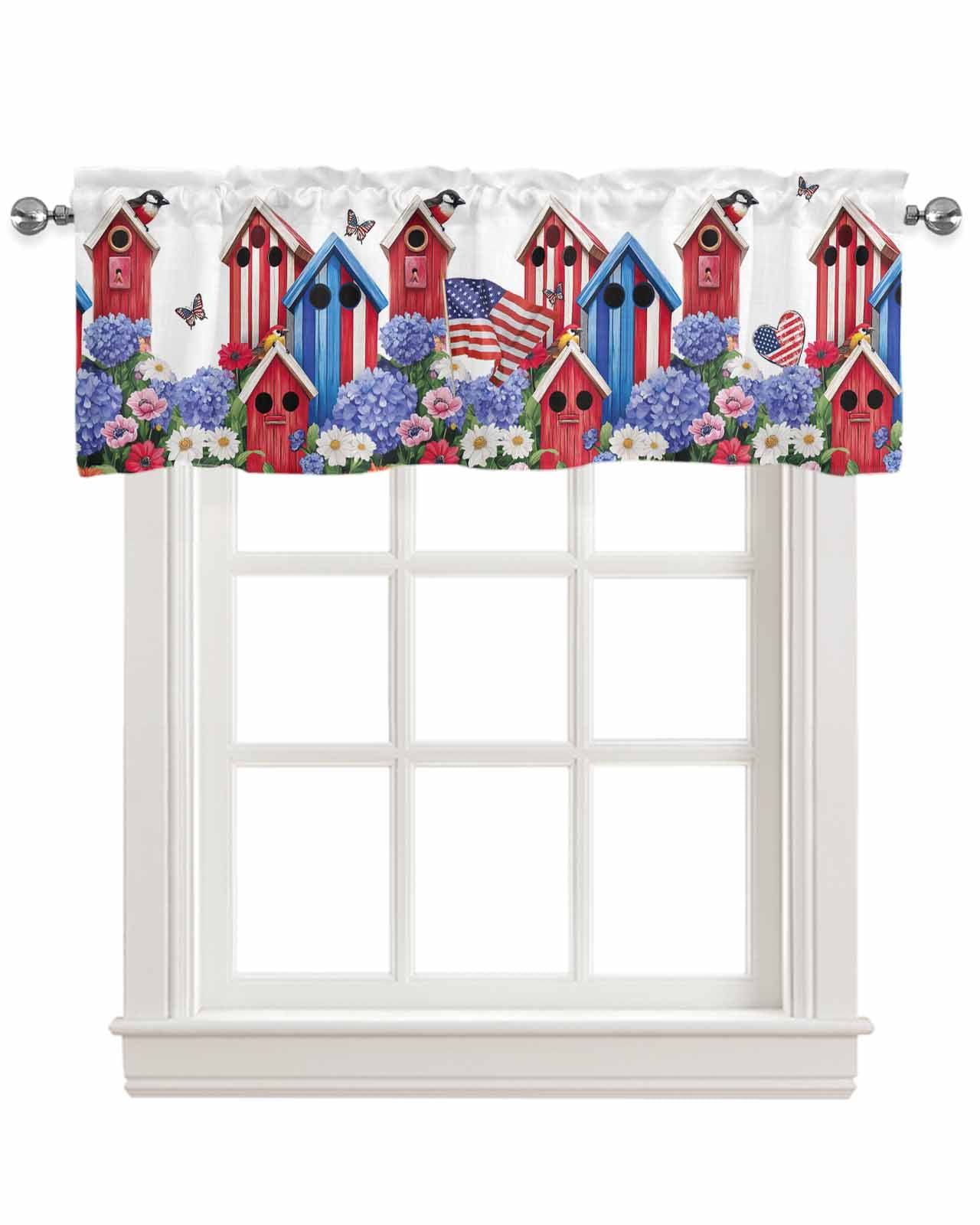 American Flag Kitchen Valances for Windows Farmhouse Linen Window ...