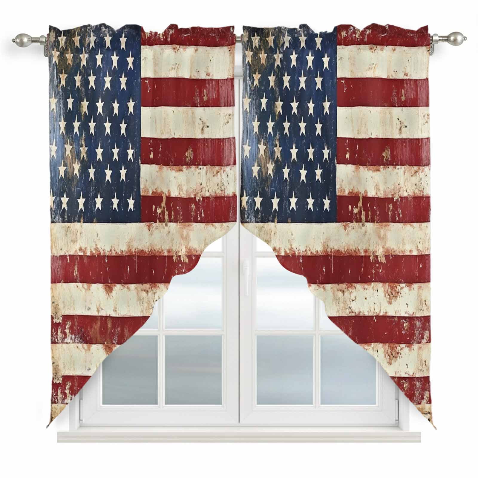 American Flag Kitchen Window Curtains, Swag Curtains Valance for ...