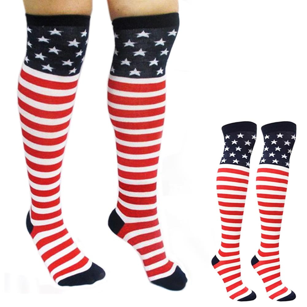 American Flag Knee High Socks USA Freedom Stars Stripes Design ...