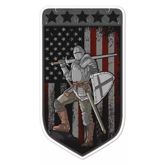 American Flag Knight Sticker Templar Phone Decal Water Bottle Stickers ...