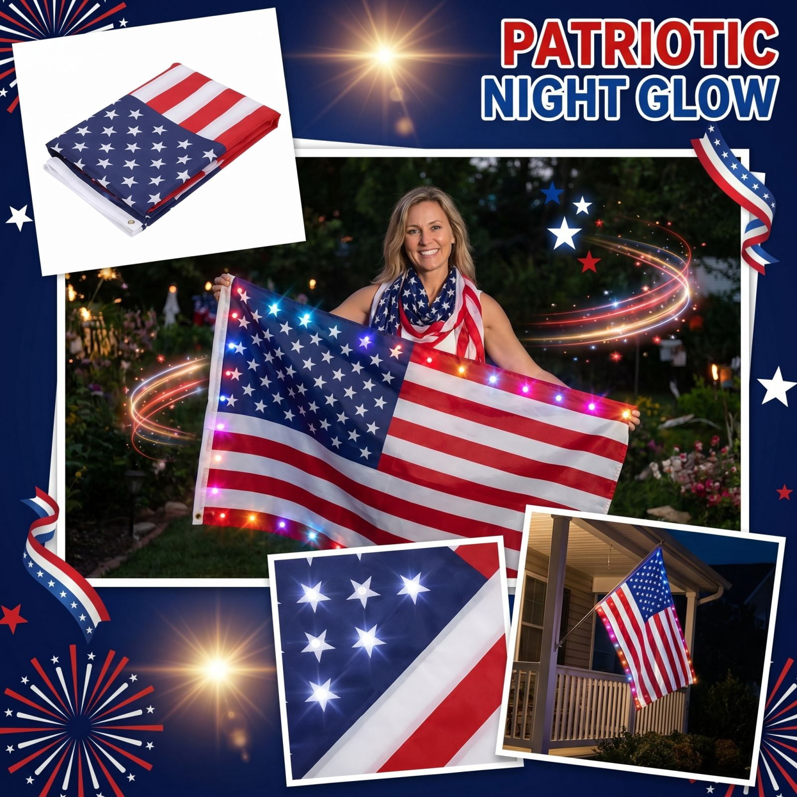 American Flag LED Lights 3x5 FT USB Powered Color Changing Light with ...
