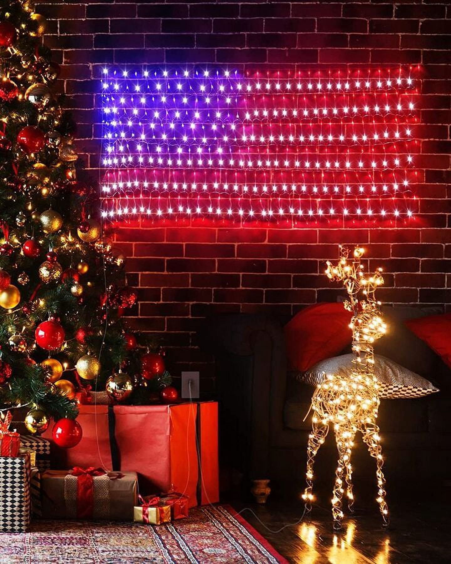 American Flag LED String Lights Garden Net Christmas Lights Hanging ...