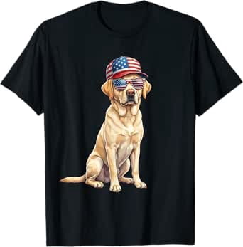 American Flag Labrador Retriever Dog Yellow Lab Patriotic T-Shirt ...