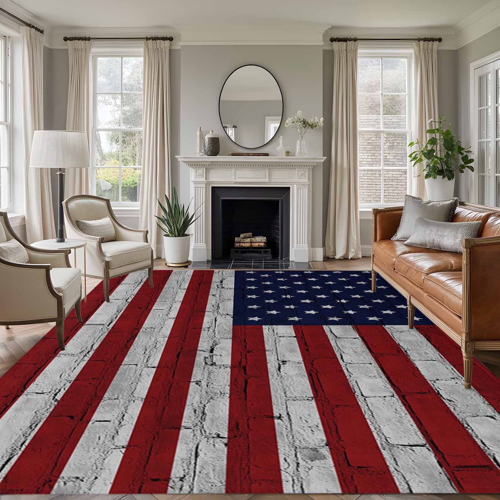 American Flag Large Area Rug 8x10 FT, Non Slip Living Room Throw Carpet ...