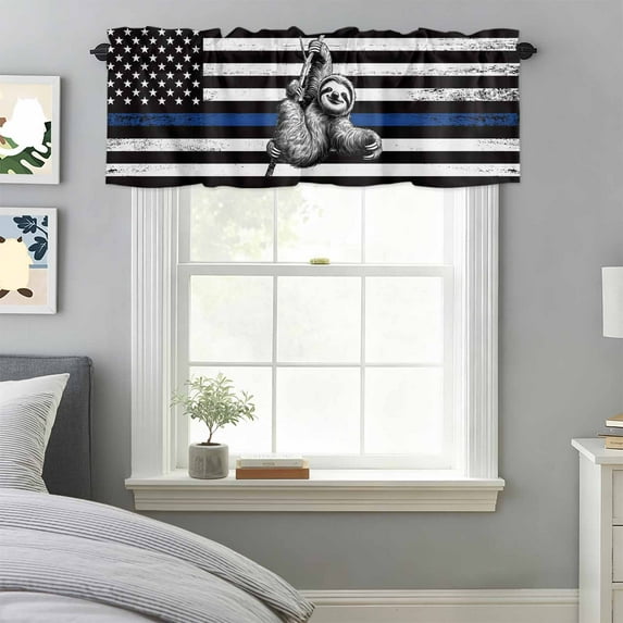 American Flag Law Enforcement Thin Blue Line Valances for Windows,Rod ...