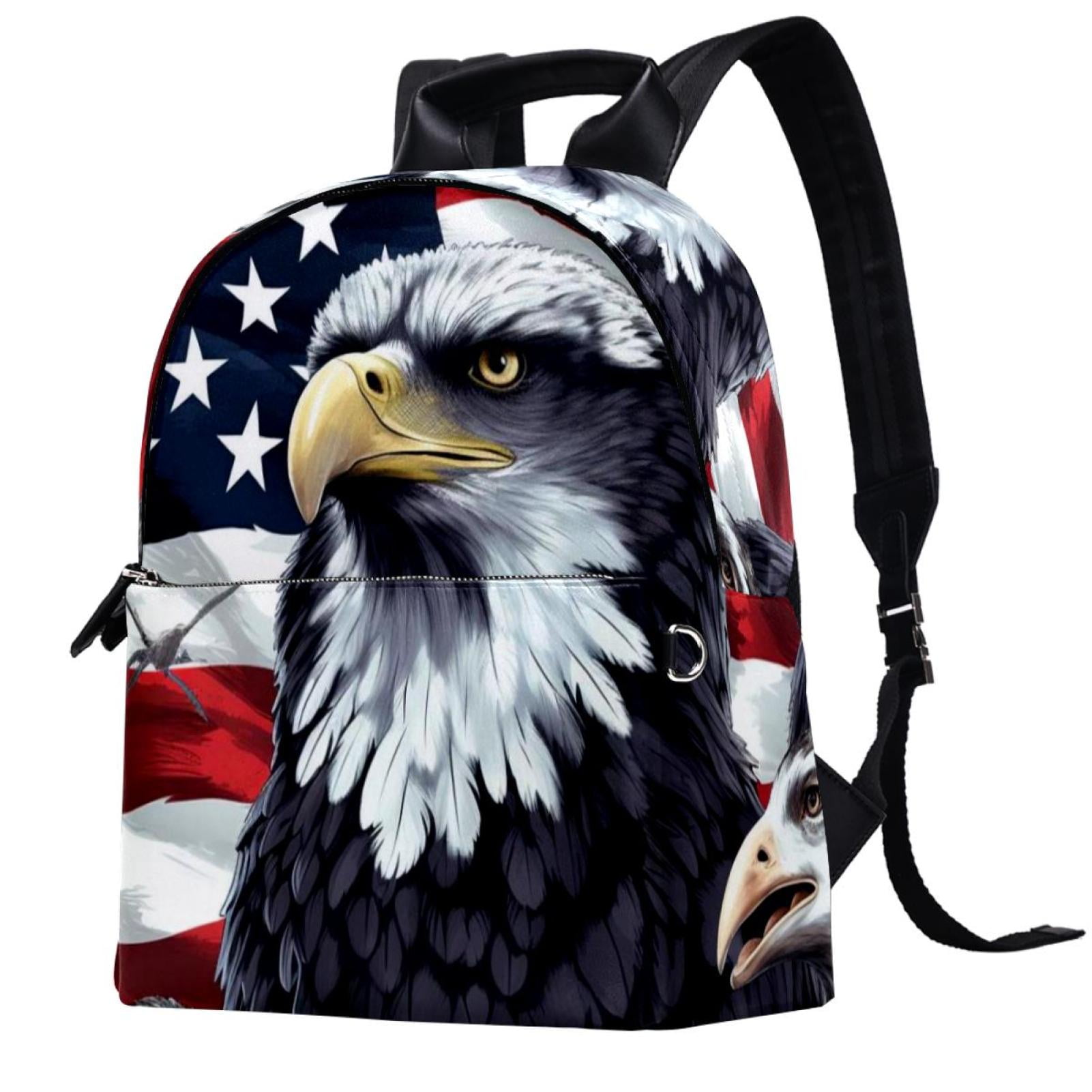 American Flag Leather Travel Backpack with Adjustable Shoulder Straps ...