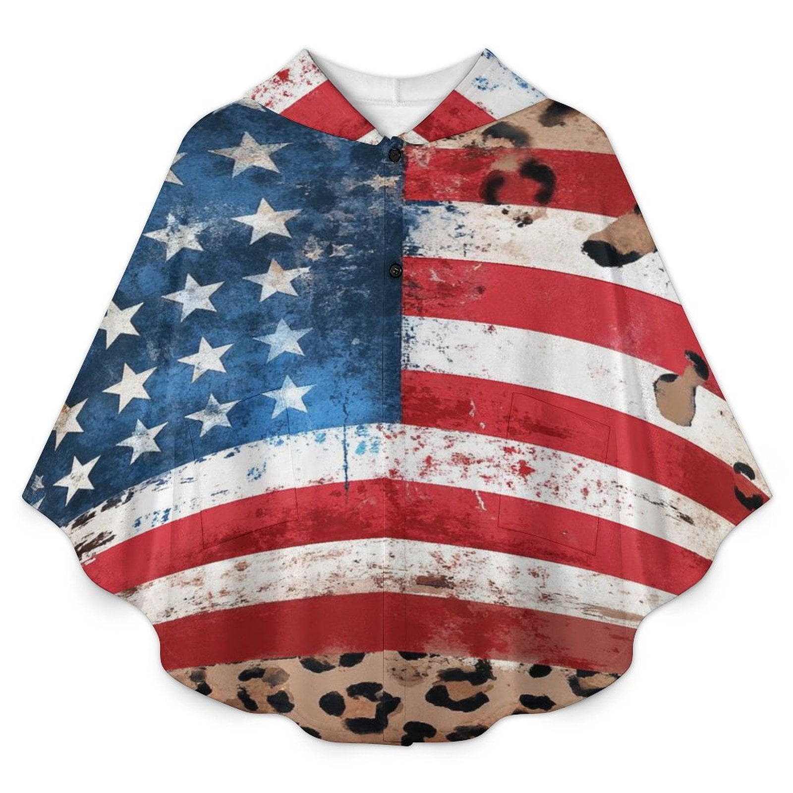 American Flag Leopard Print Blanket Oversized Wearable Hooded Blanket ...
