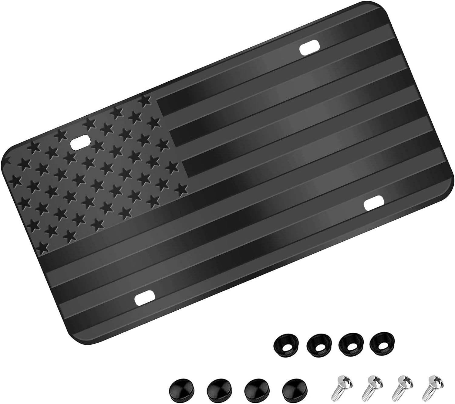 3D Embossed American Flag License Plate, Black, Novelty Vintage ...