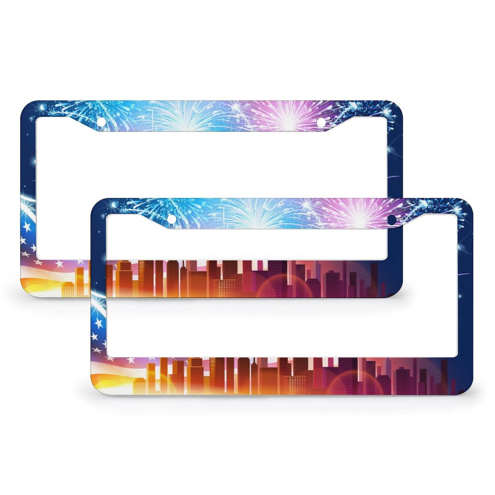 American Flag License Plate Frame - 2 Pack Aluminum Vintage License ...