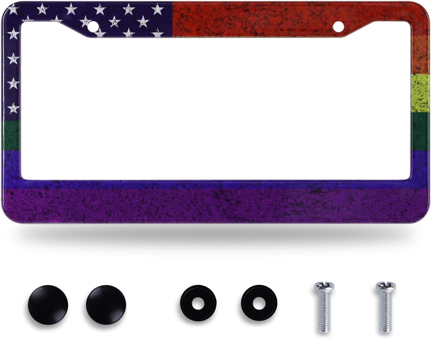 American Flag License Plate Frame Funny Rainbow Gay Pride Plate Holder ...