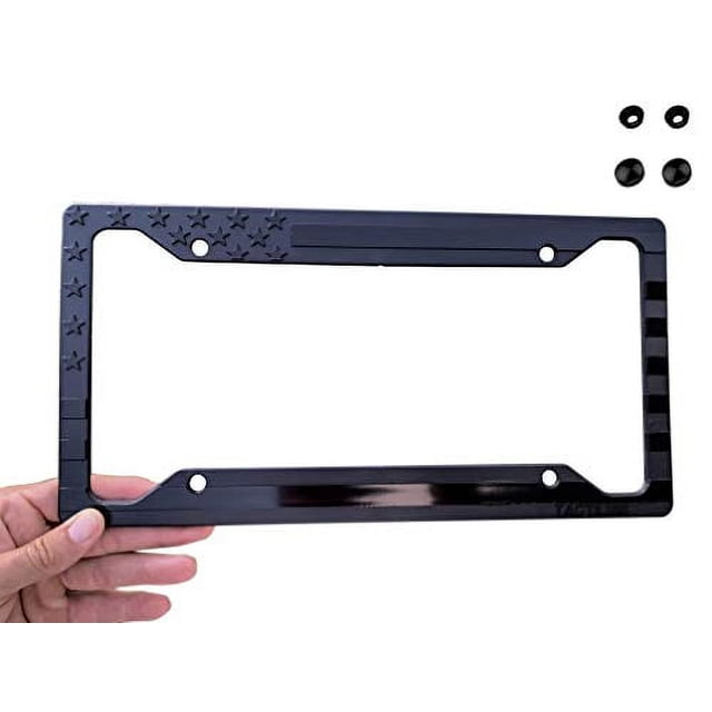 American Flag License Plate Frame - Subdued 3D Embossed USA Flag in ...