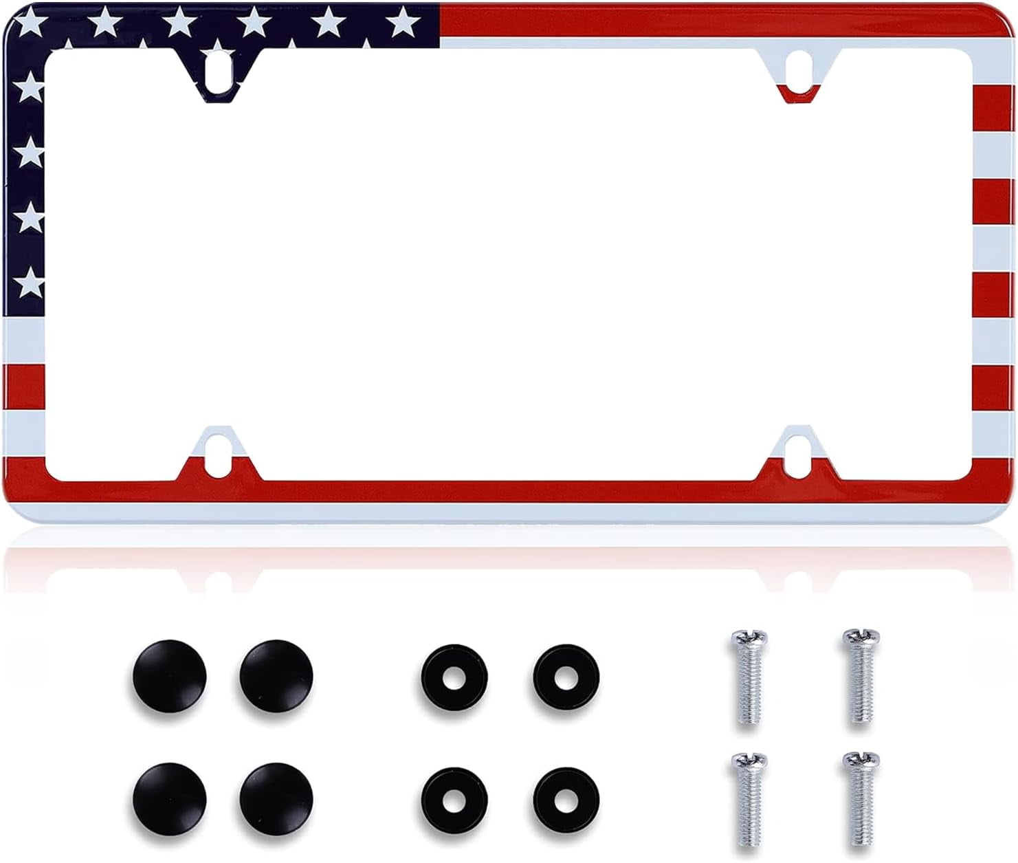 American Flag License Plate Frames, Classic Patriotic Us Flag Aluminum ...