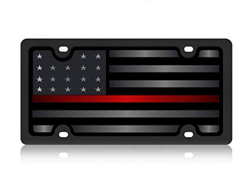 American Flag License Plate with Red Line (Carbon Black) - Walmart.com