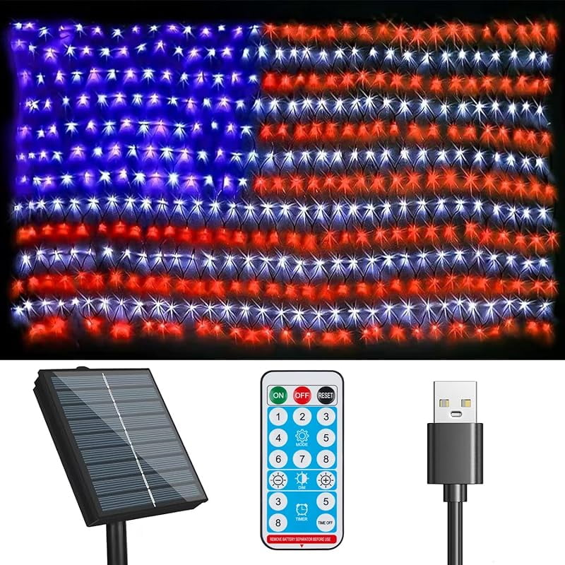 American Flag Lights 420 Super Bright LEDs, Waterproof LED US Flags ...