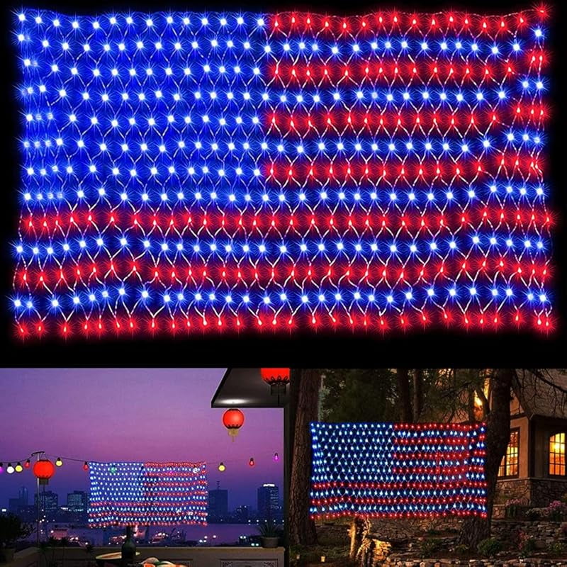 American Flag Lights, 420 Super Bright Lighted American Flag Net Light ...
