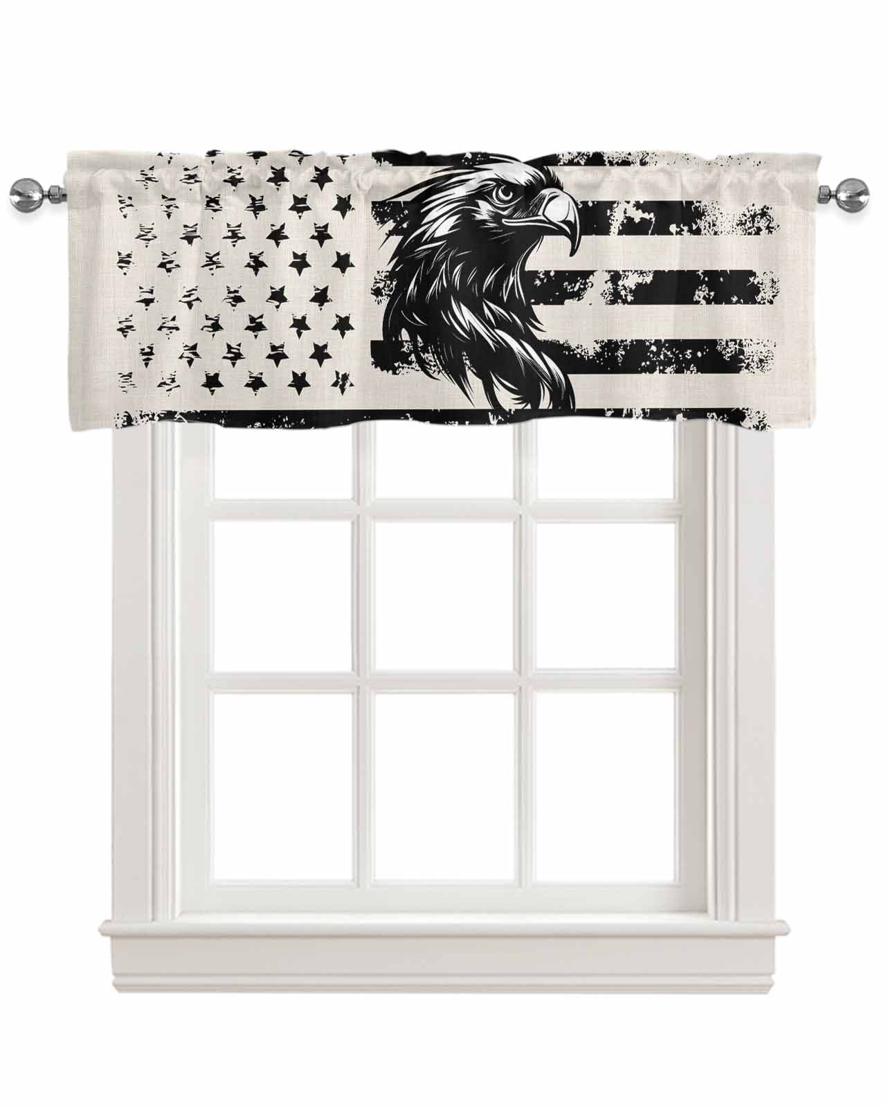 American Flag Linen Curtain Valance for Bedroom/Bathroom/Kitchen/Office ...