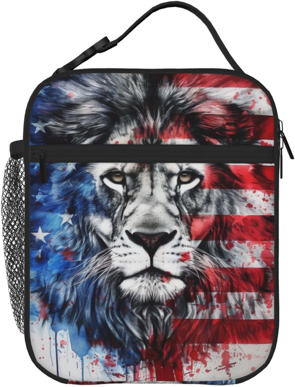 American Flag Lion Insulated Lunch Box With Detachable Handle - Meal ...
