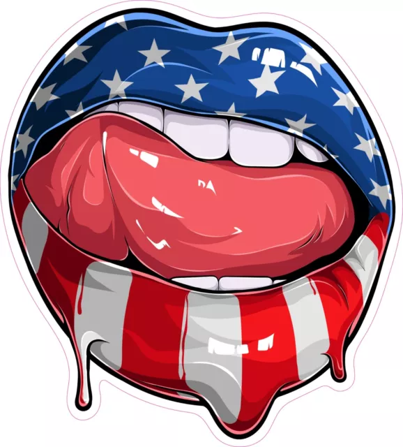 American Flag Lips And Tongue Sticker Window Decal Phone Decal Water ...