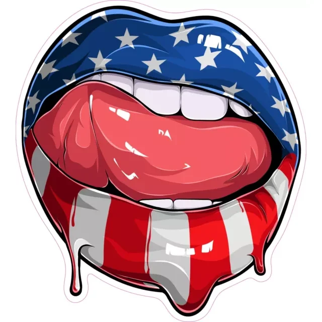 American Flag Lips And Tongue Sticker Window Decal Phone Decal Water ...