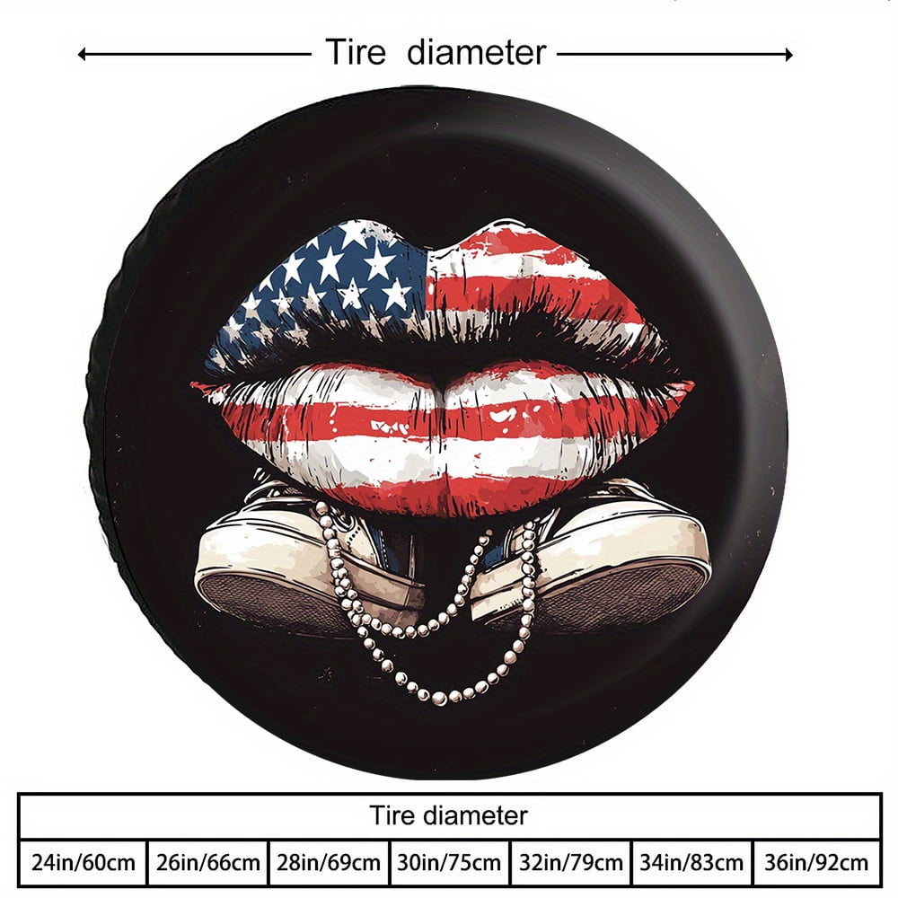 American Flag Lips Tire Cover - Patriotic Red White & Blue Design ...