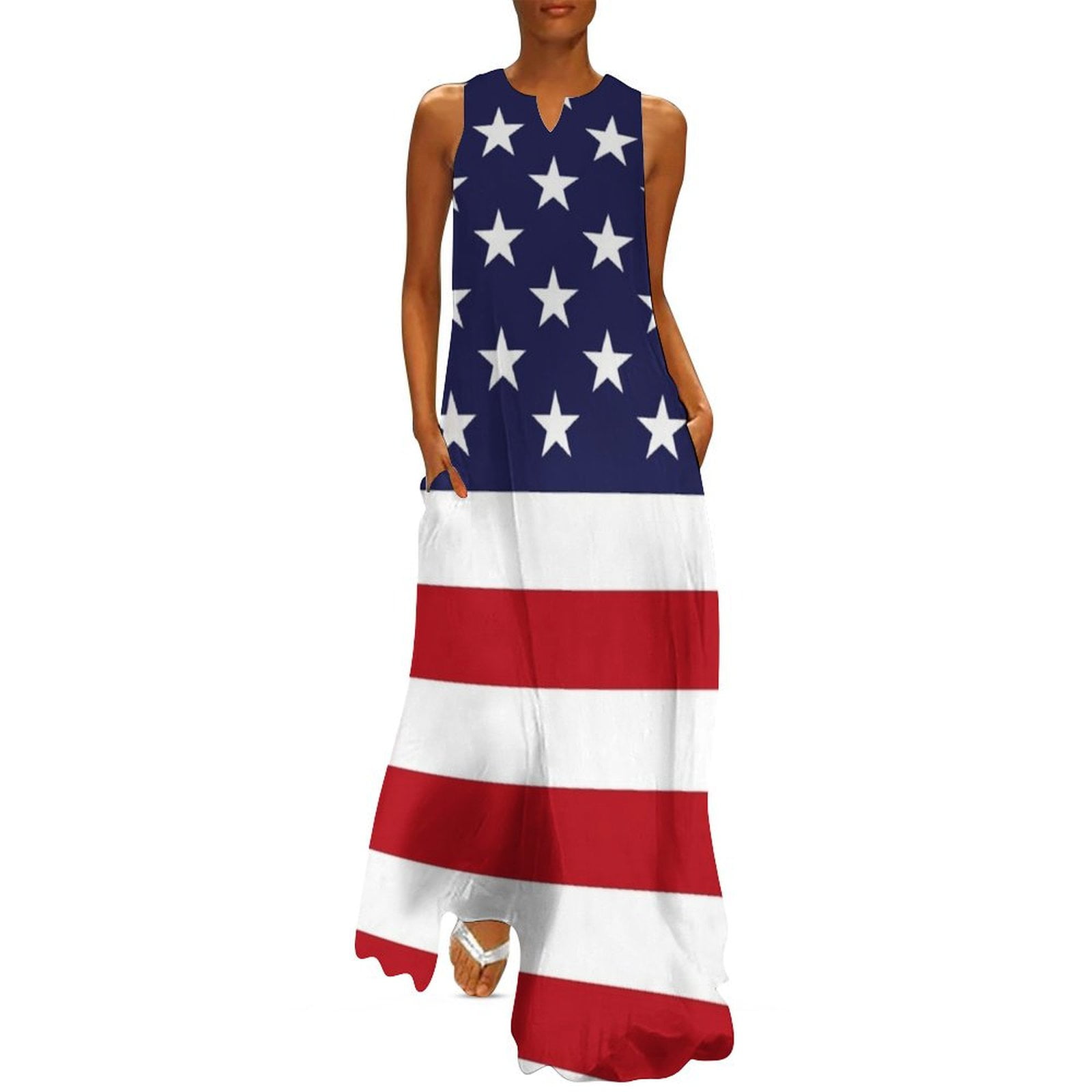 American Flag Long Dress summer dress korean wom birthday dresses for ...