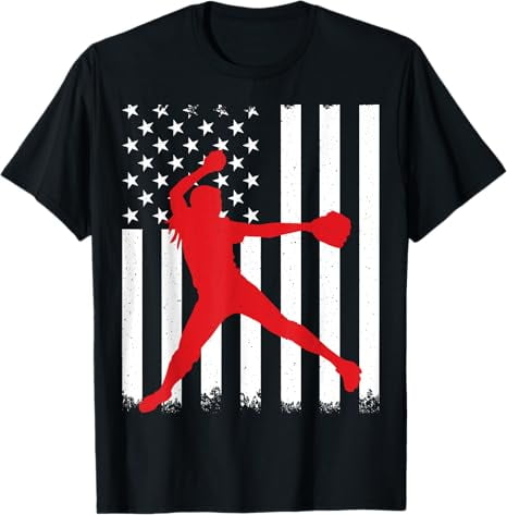 American Flag Love Softball Pitcher T-Shirt - Walmart.com