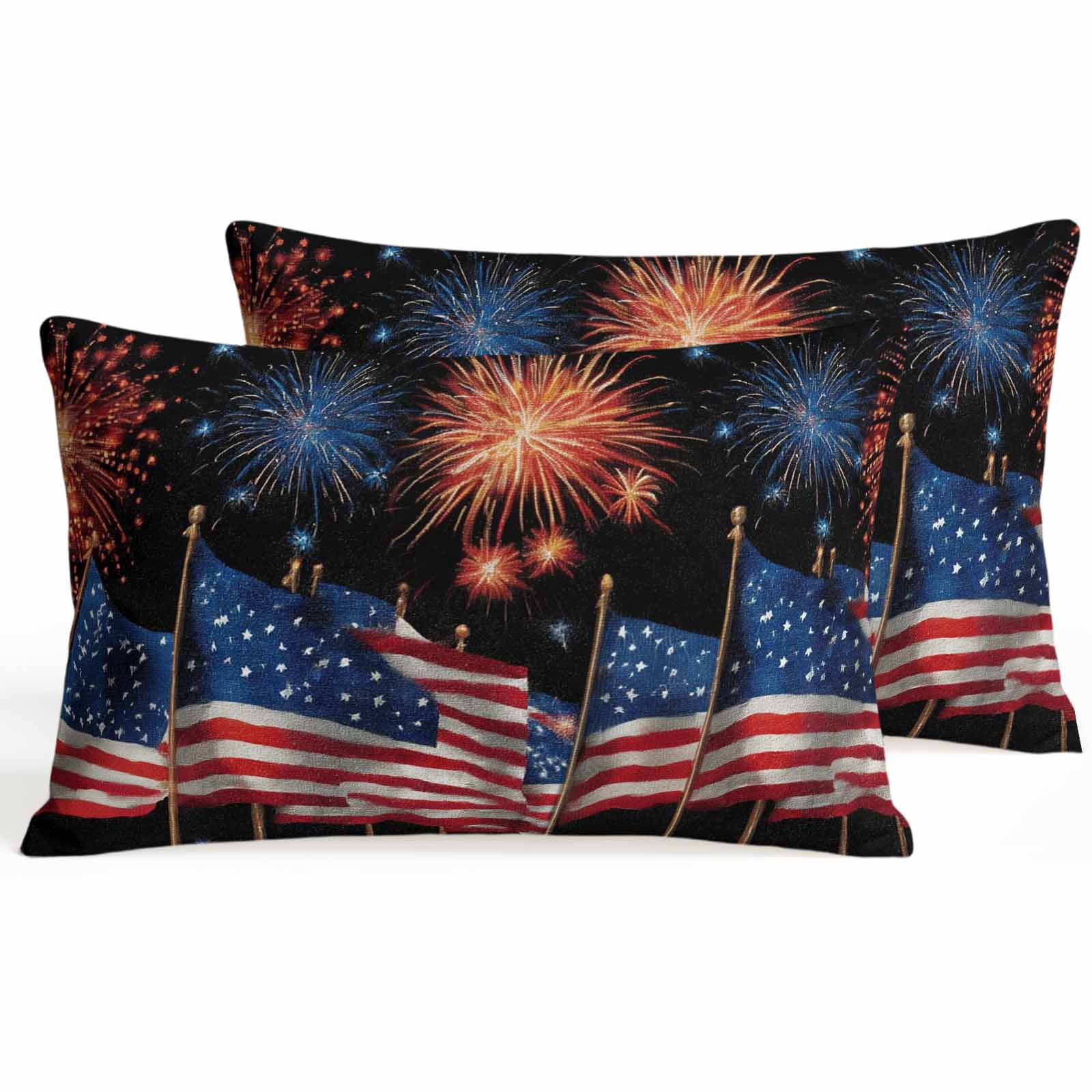 American Flag Lumbar Pillow Covers 12 x 20 Inch Pillow Covers Set of 2 ...