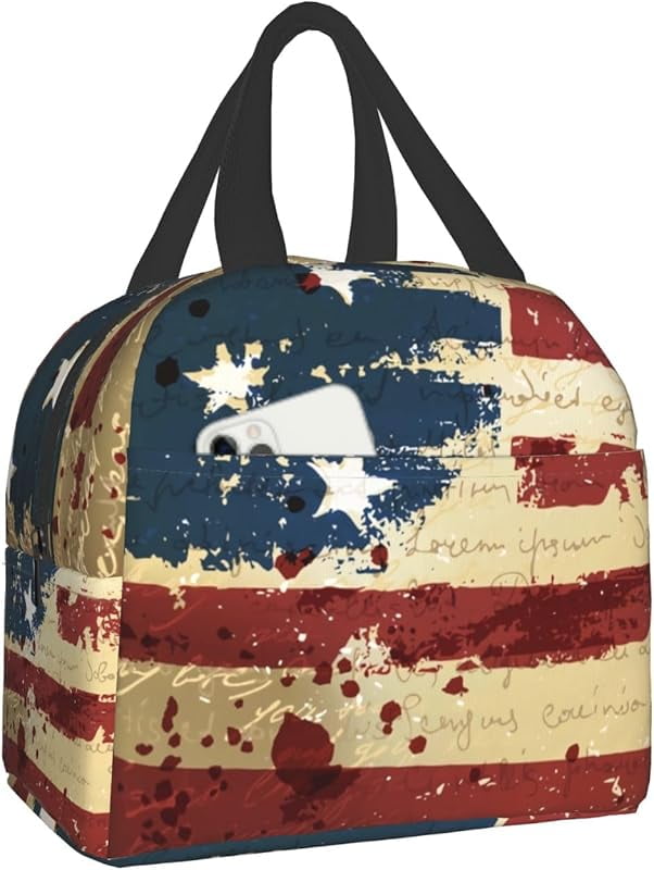 American Flag Lunch Bag Patriotic USA Flag Reusable Lunch Box Container ...