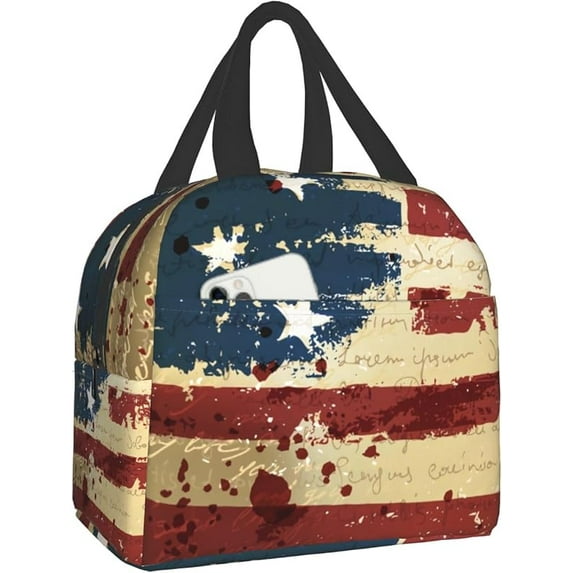 American Flag Lunch Bag Patriotic USA Flag Reusable Lunch Box Container ...