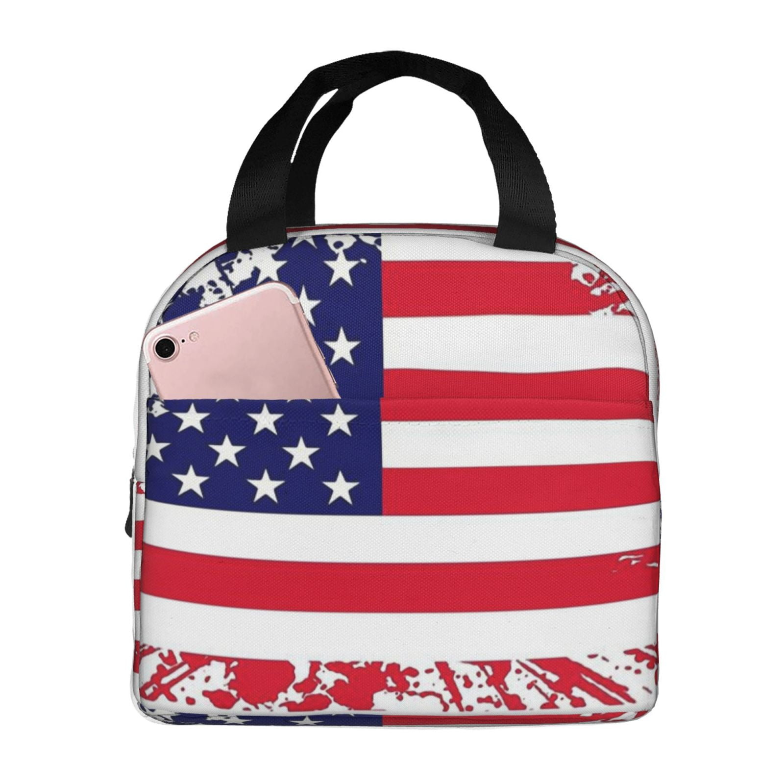 American Flag Lunch Bag Tote Bag Insulated Lunch Box, Leakproof Thermal ...