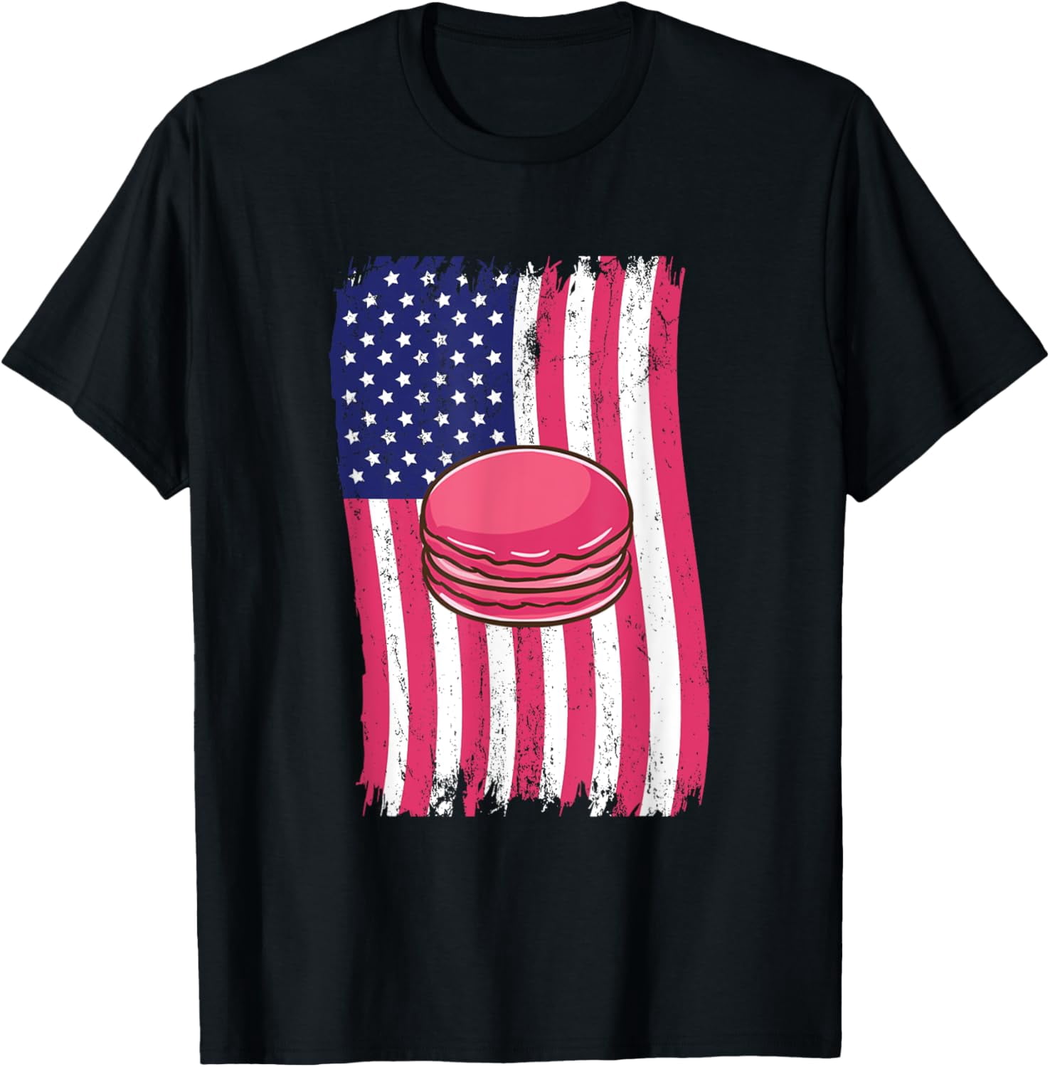 American Flag Macaron T-Shirt - Walmart.com