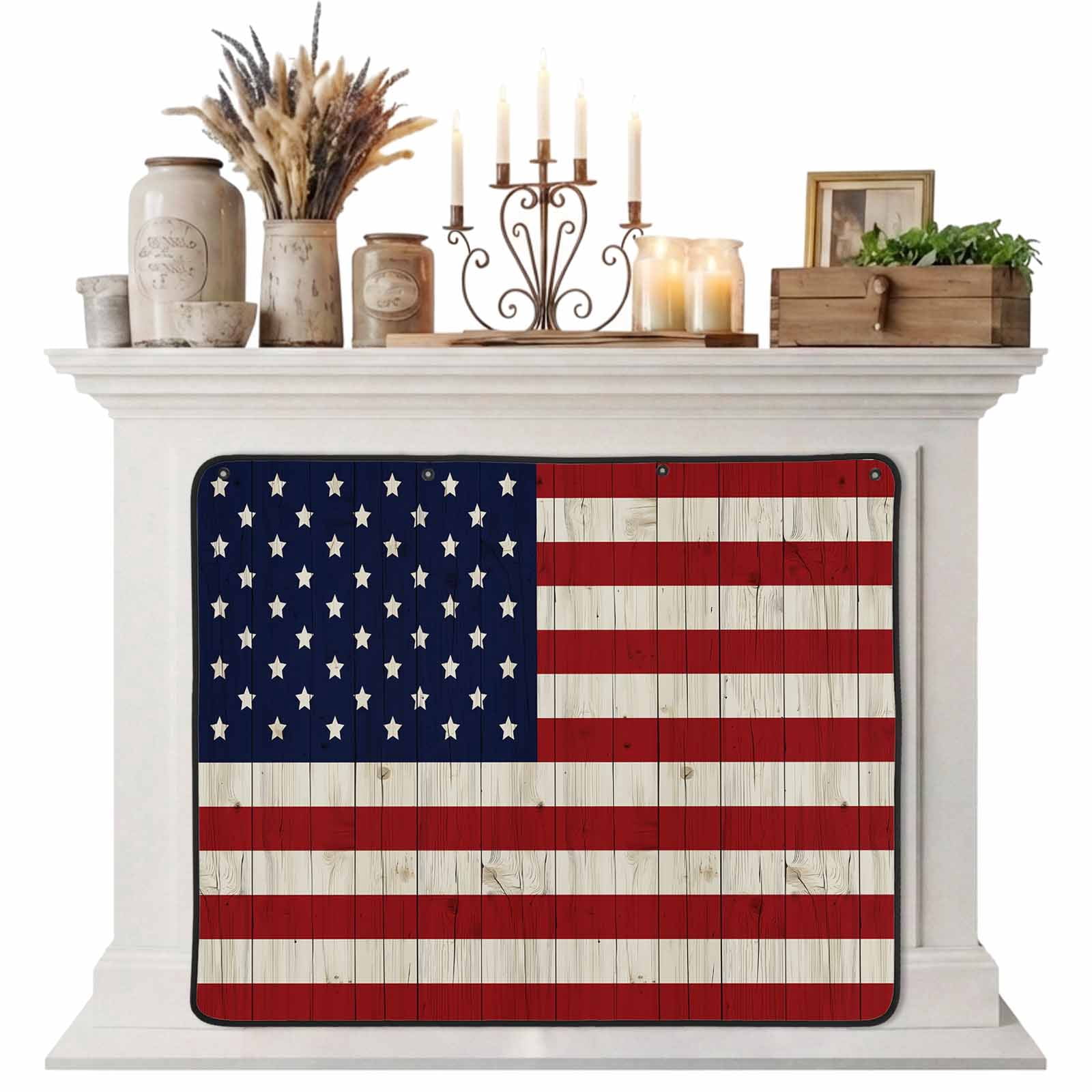 American Flag Magnetic Fireplace Cover, Fireplace Draft Blocker ...