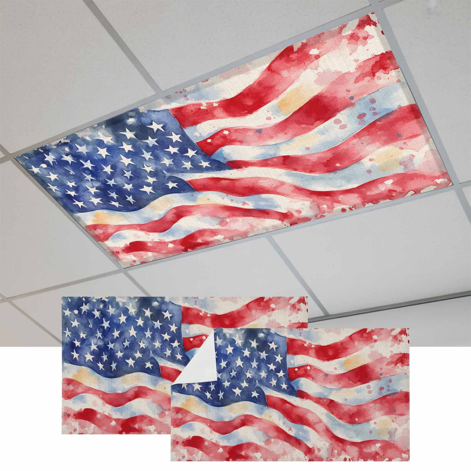 American Flag Magnetic Fluorescent Light Covers for Ceiling Lights ...