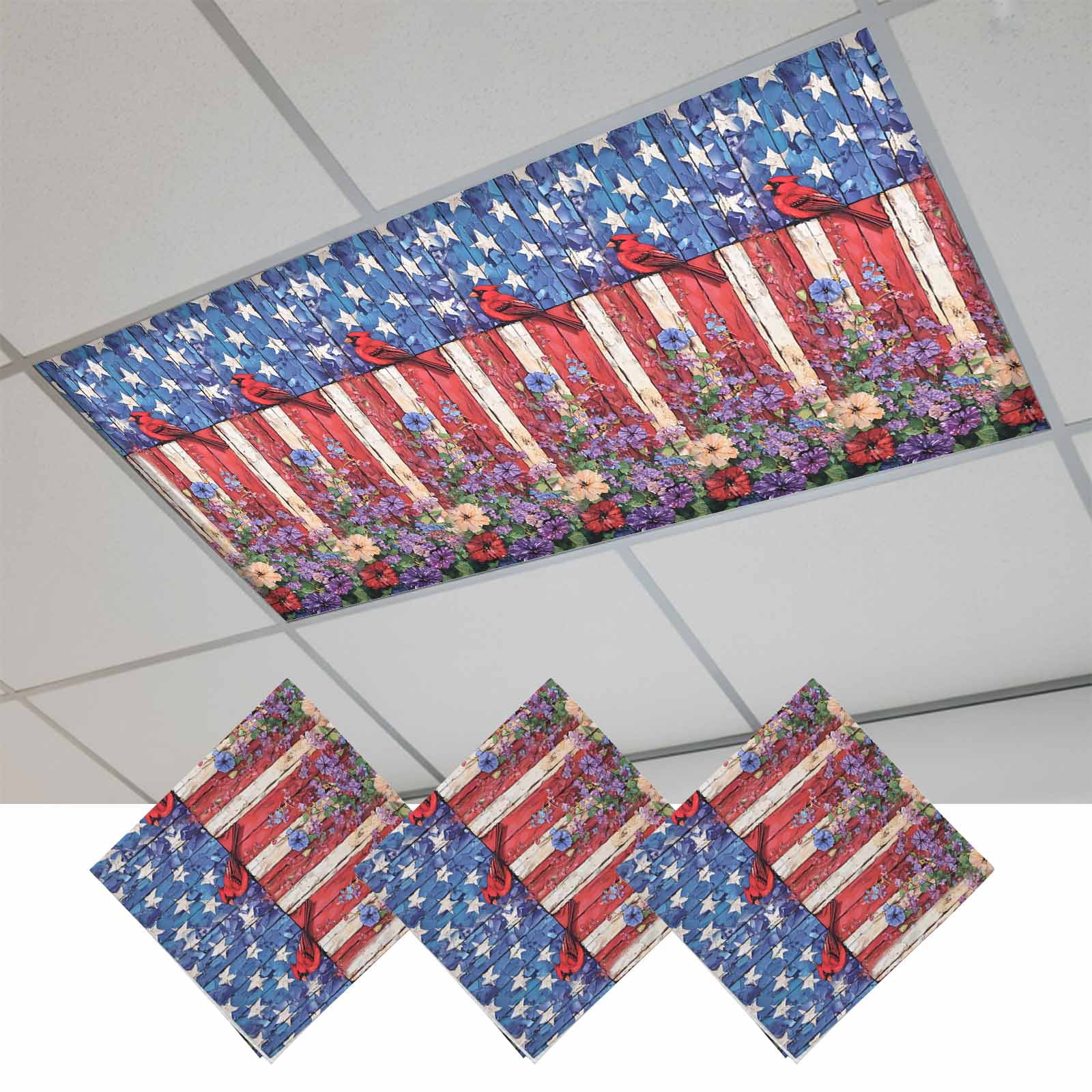 American Flag Magnetic Fluorescent Light Covers for Ceiling Lights ...