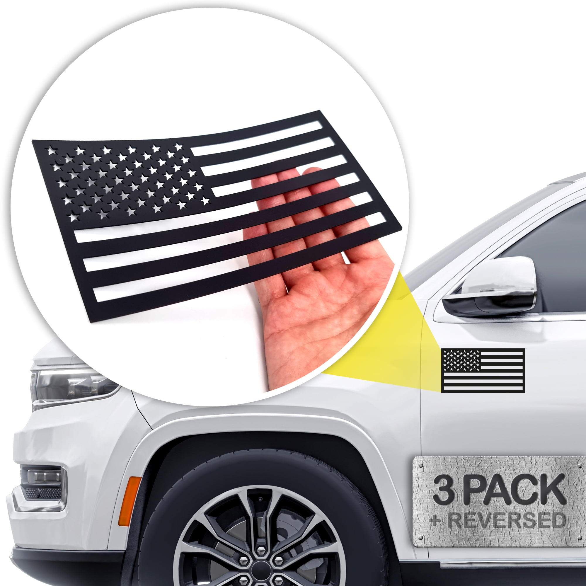 American Flag Magnets for Trucks and Cars (3 Pack) + Bonus Reverse Flag ...