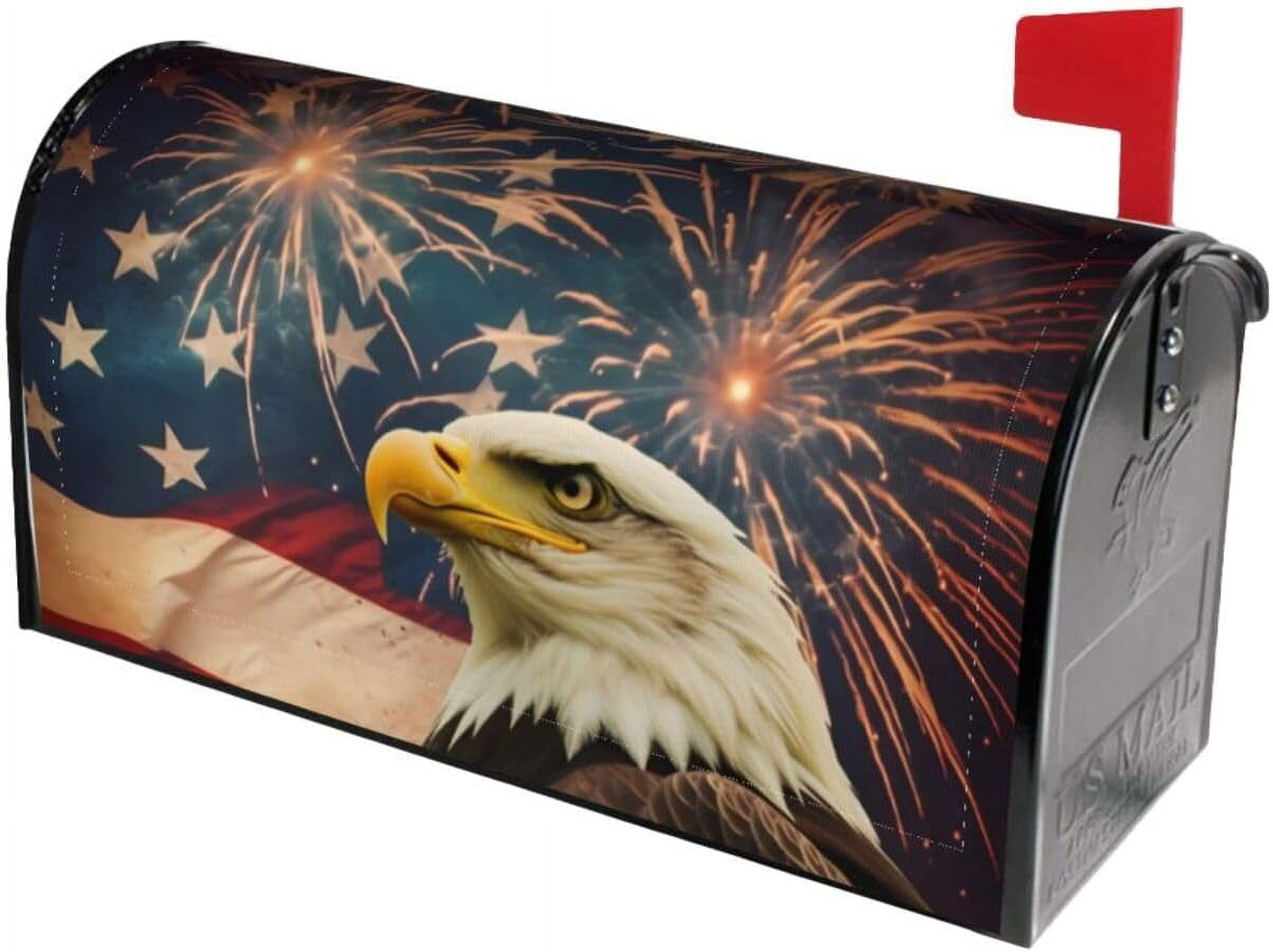 American Flag Mailbox Covers, Firework Eagle Magnetic Post Box Cover ...