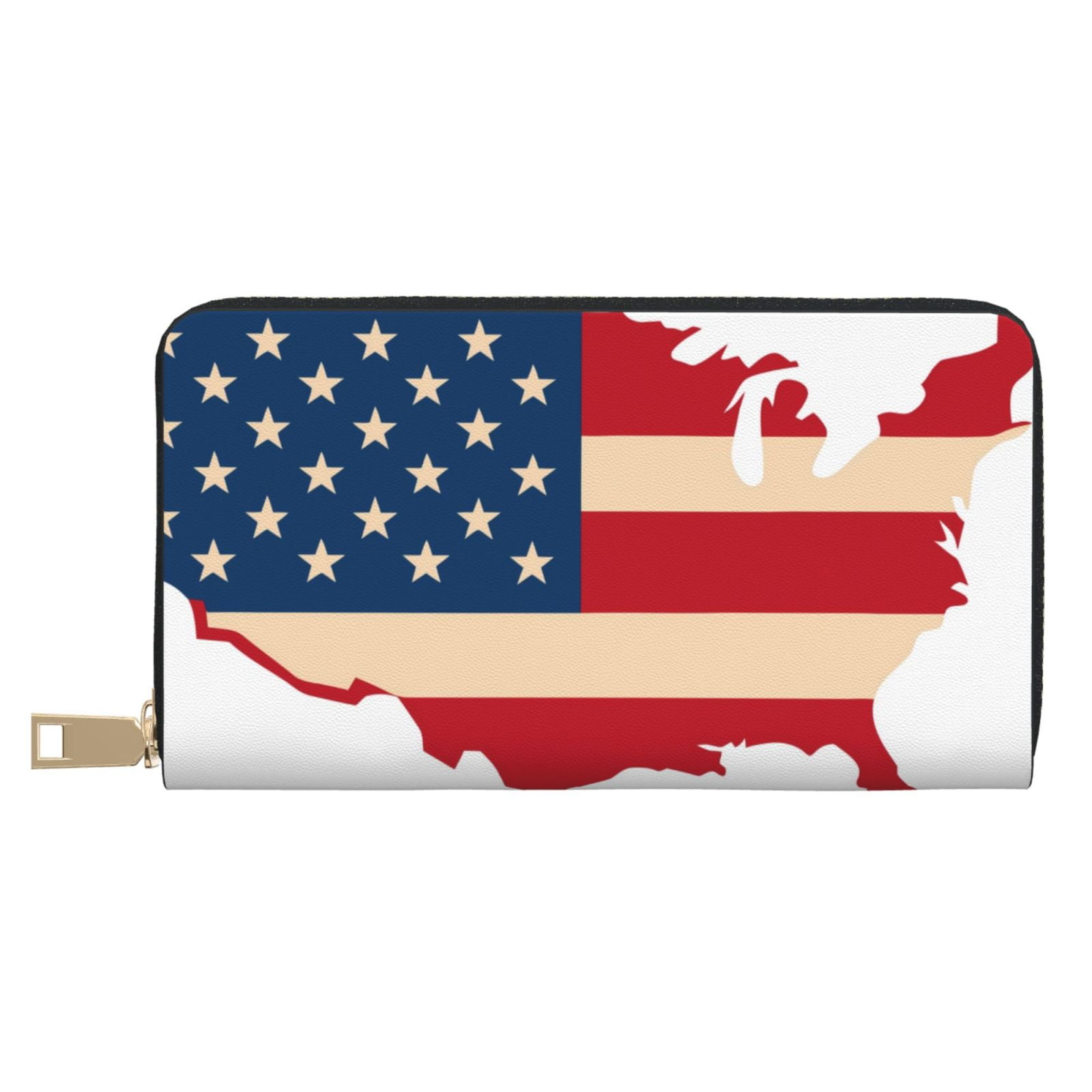 American Flag Map Wallet Women, Leather Bifold Multi Card Wallet, Women ...