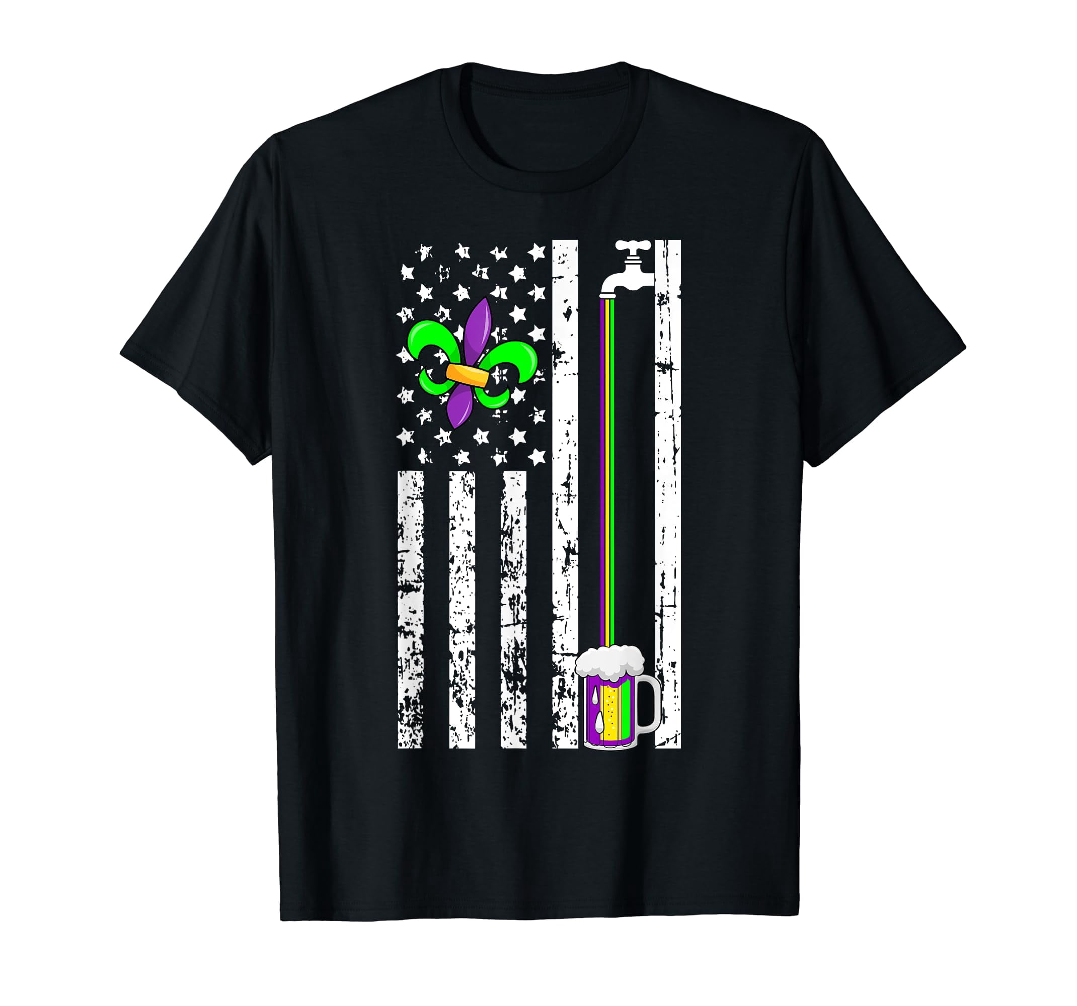 American Flag Mardi Gras Carnival Parade Masquerade Party T-Shirt ...