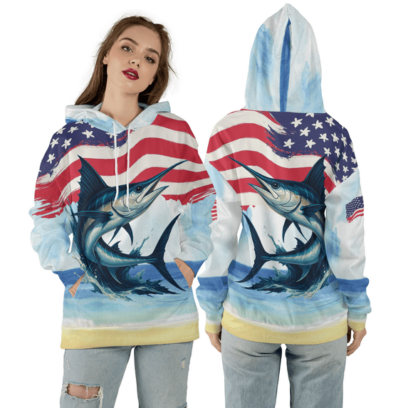 American Flag Marlin Fish 3D Hoodie, Patriotic Fisherman 3D Hooded ...