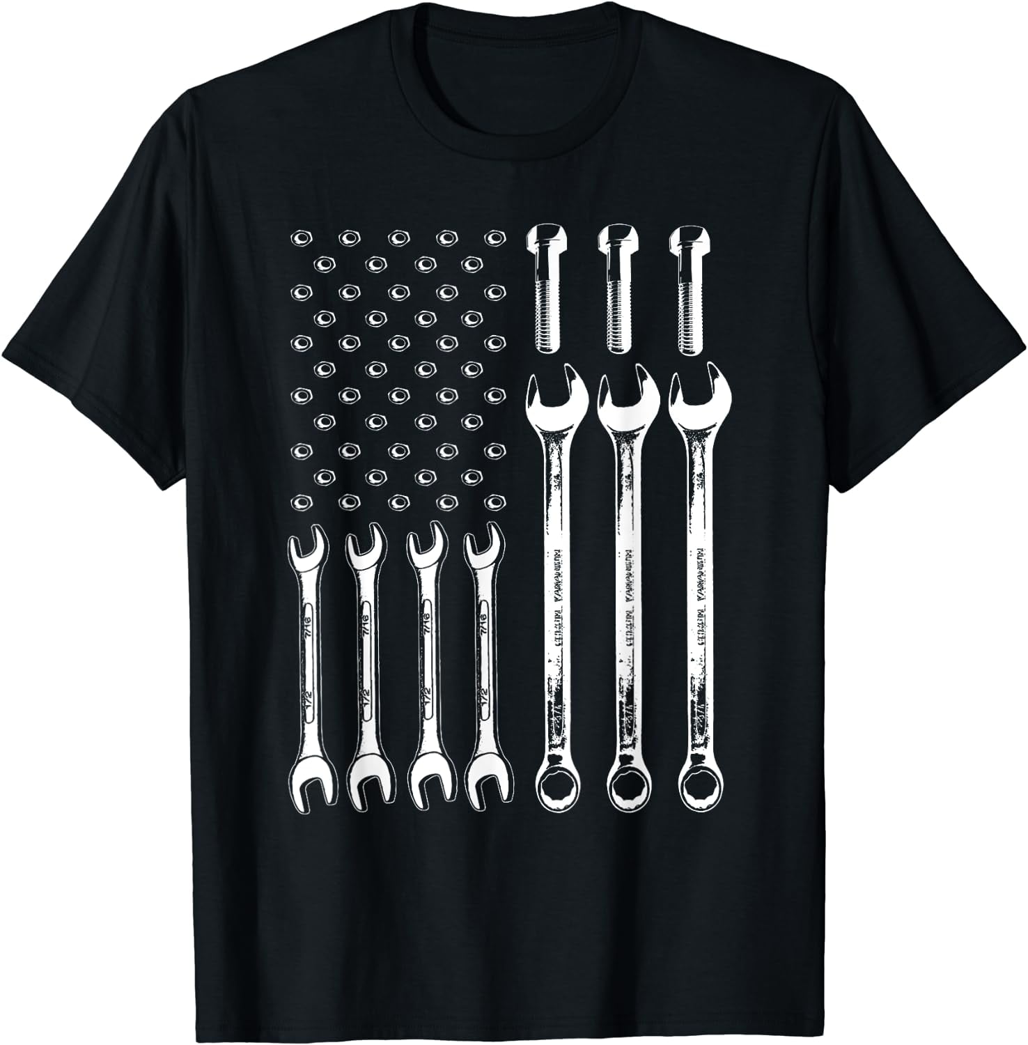 American Flag Mechanic Patriotic Wrench Repairman Men Gifts T-Shirt ...
