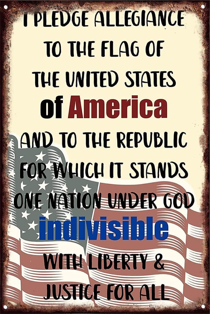 American Flag Metal Signs Tin Plate United States Us Pledge Allegiance ...