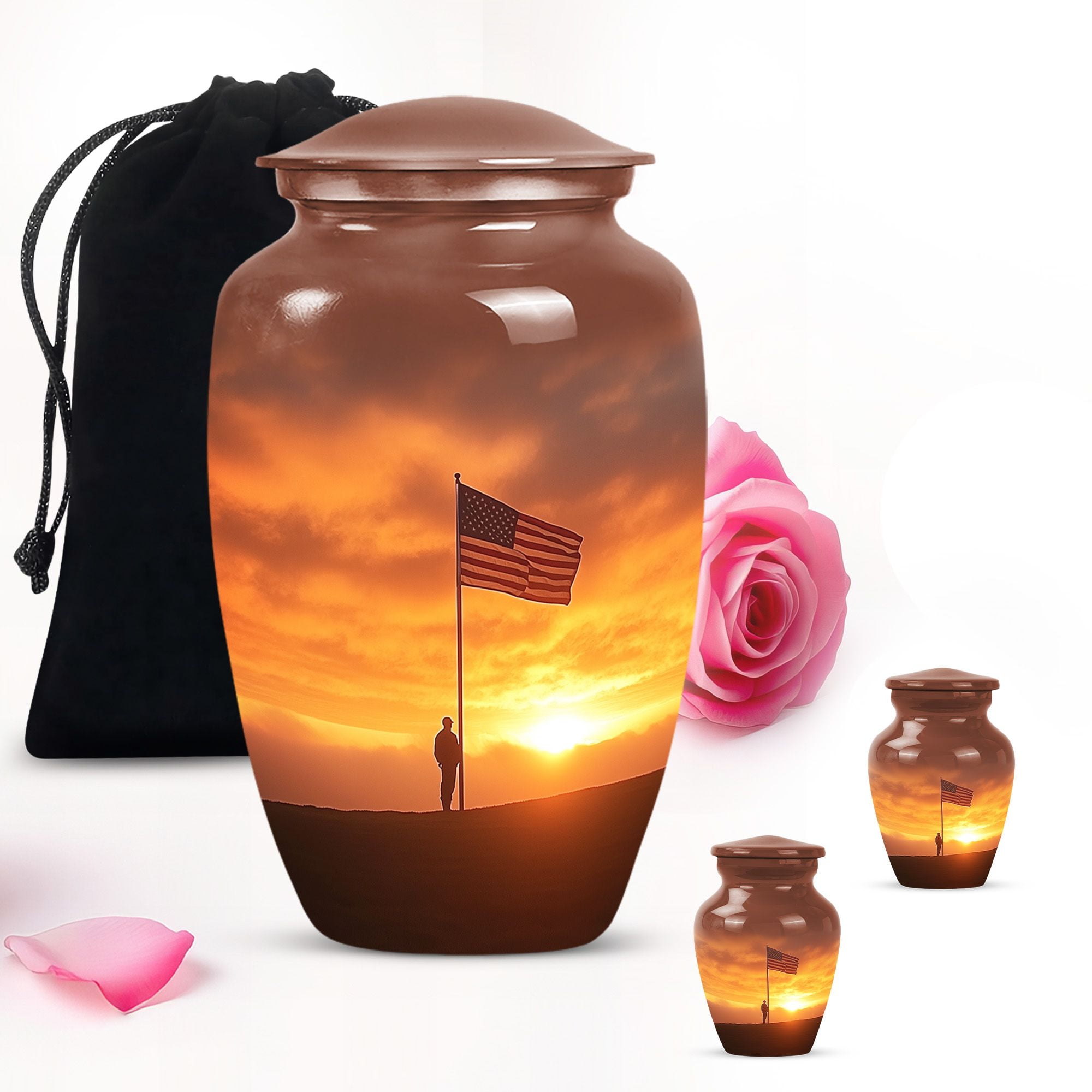 American Flag Mini Burial Memorial Urn For Ashes For Men & Women ...