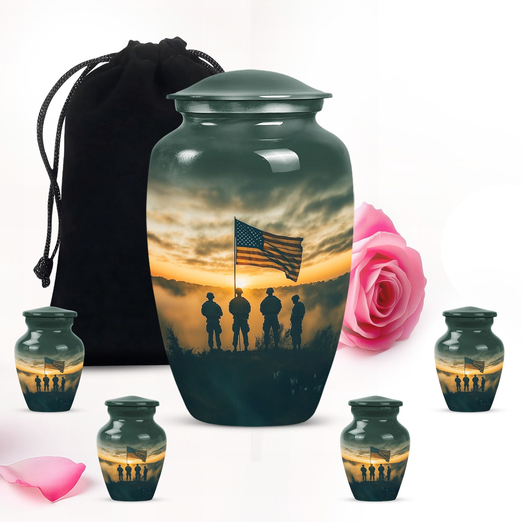 American Flag Mini Cremation Urns For Human Ashes - Large Funeral Urn ...